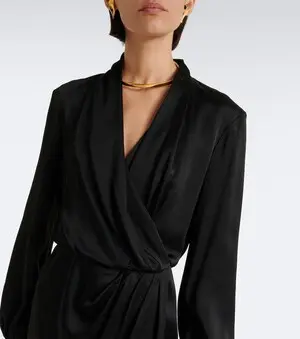 Max Mara Elegante Draped Satin Midi Dress