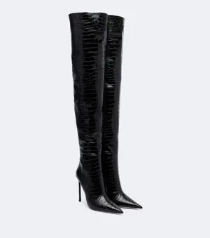 TOM FORD Croc-effect Leather Over-the-knee Boots - Black