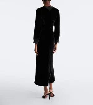 Rixo Larah Lace-trimmed Velvet Midi Dress