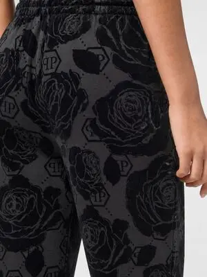 Philipp Plein Floral Print Jersey Jogging Pants With Hexagon Logo