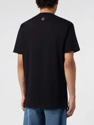 Philipp Plein Cotton T-shirt With Embroidered Skull Print And Rhinestones