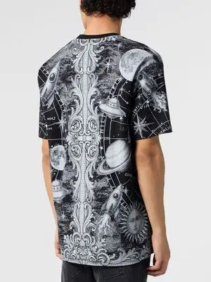 Philipp Plein Cotton T-shirt With Contrasting Front Graphic Print - Black
