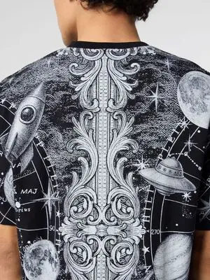 Philipp Plein Cotton T-shirt With Contrasting Front Graphic Print - Black