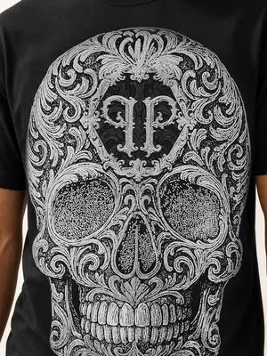 Philipp Plein Cotton T-shirt With Skull Print And Rhinestone Application