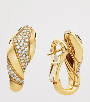 BVLGARI Yellow And Diamond Serpenti Hoop Earrings