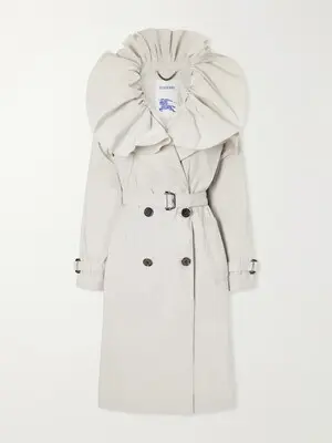 Burberry Clare Belted Gabardine Trench Coat - Gray