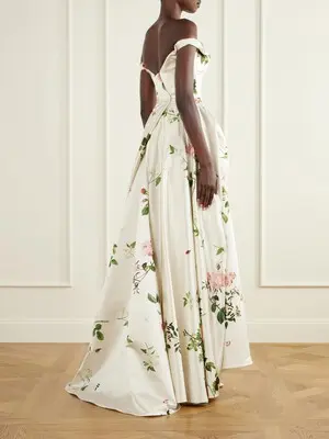 VIVIENNE WESTWOOD Tabitha Bustier Draped Floral-print Satin Gown