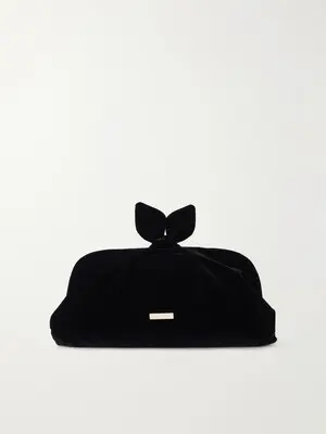 AQUAZZURA Bow Tie Velvet Clutch - Black