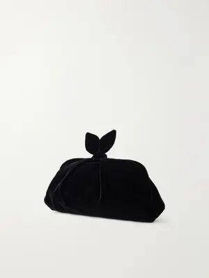 AQUAZZURA Bow Tie Velvet Clutch