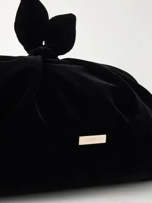 AQUAZZURA Bow Tie Velvet Clutch