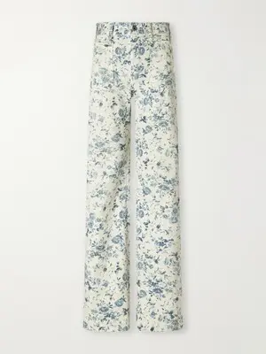 Ralph Lauren Floral-print High-rise Straight-leg Jeans - White