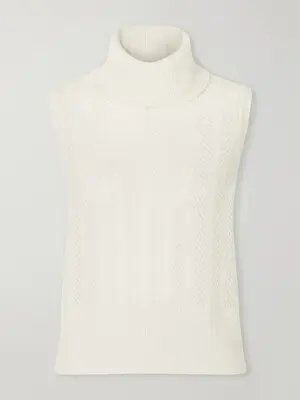 Veronica Beard Mazzy Cashmere Turtleneck Sweater Vest - Neutrals