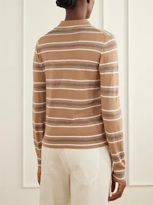 Varley Mayra Striped Knitted Polo Sweater