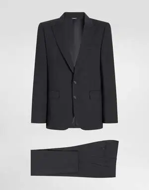 Dolce & Gabbana Stretch Wool Martini-fit Suit Suits And Blazers Wool - Black