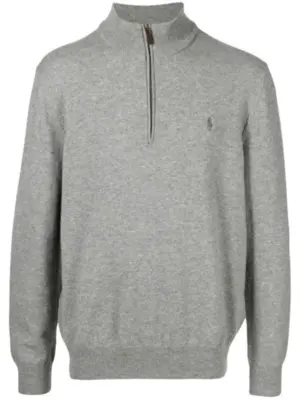 Polo Ralph Lauren Half Zip Sweater With Logo - Grey