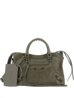 Balenciaga Le City Small Leather Handbag Green