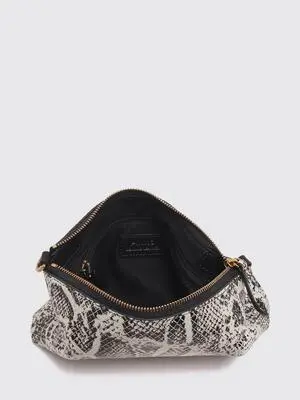 Pinko Horizontal Flat Python-print Leather Clutch With Love Birds Logo
