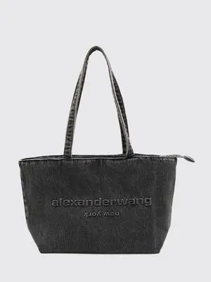 Alexander Wang Large Cotton Denim Tote Bag With Embroidered Logo