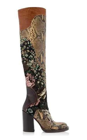 Dries Van Noten Forest Patchwork Leather Boots