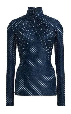 Françoise Odessa Draped Jersey Top - Blue