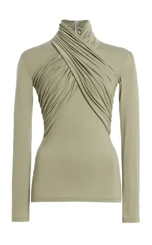 Françoise Odessa Draped Jersey Top - Olive