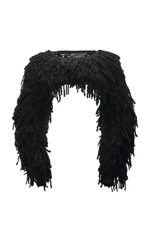 CURATORIA Lira Wool-mohair Knitted Shawl - Black