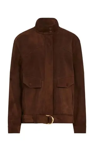 Aje Anisa Belted Suede Jacket - Brown