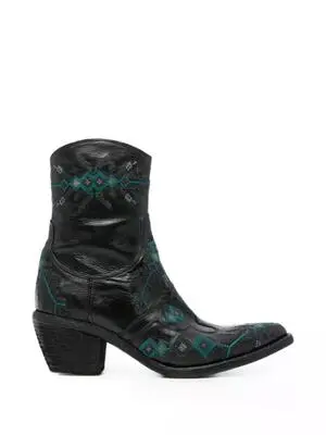 FAUZIAN JEUNESSE Embroidered Leather Boots - Black