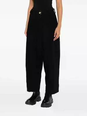 MARIA TURRI Pleated Frayed-edge Trousers