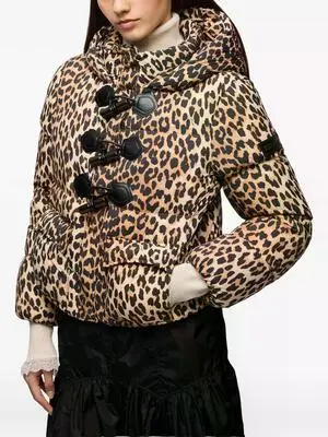 GANNI Mini Puffer In Leopard Nylon