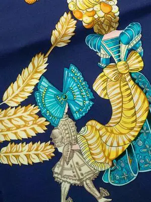 Hermès 20th Century Chapeau! Silk Scarf 90 Scarves - Blue