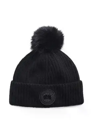 Canada Goose Pom-pom Ribbed-knit Beanie Hat - Black