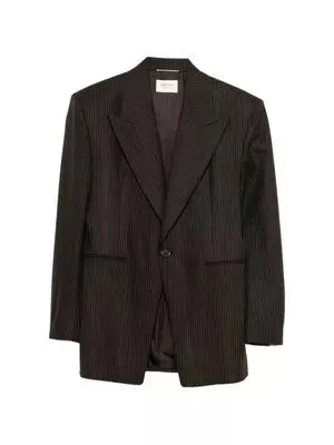 Saint Laurent Pinstripe-pattern Peak-lapel Blazer - Brown