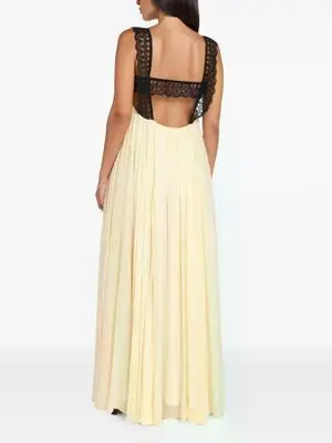 DE LA VALI Carmela Lace-trim Pleated Maxi Dress