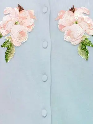 LEO LIN Claire Sequin-embellished Floral-patch Cardigan