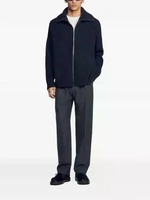 Sandro Ribbed-knit Zip-up Cardigan