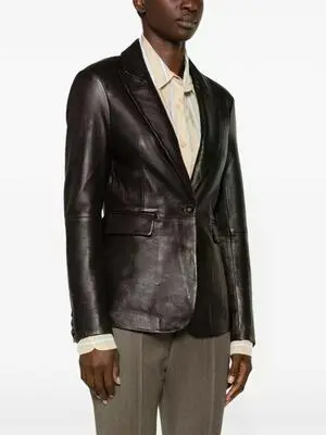 THE JACKIE LEATHERS Single-breasted Leather Jacket