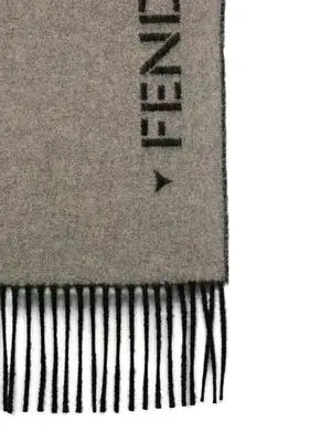 Fendi Logo-print Fringed Scarf - Neutrals