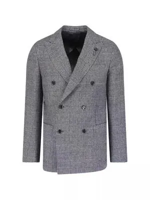 LARDINI X Sugar Double-breasted Prince Of Wales Check Jacket - Grey
