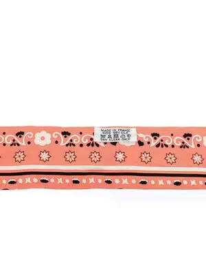 Hermès 1980-2000 Peuple Du Vent Bandana Twilly Silk Scarf Scarves - Pink