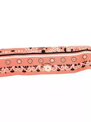 Hermès 1980-2000 Peuple Du Vent Bandana Twilly Silk Scarf Scarves - Pink