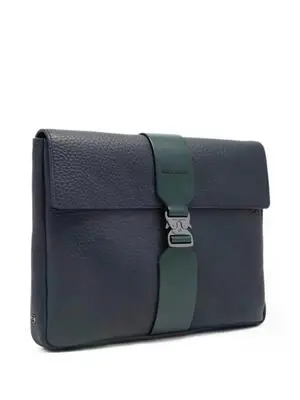 PIQUADRO Buckle-fastening Leather Laptop Bag - Blue