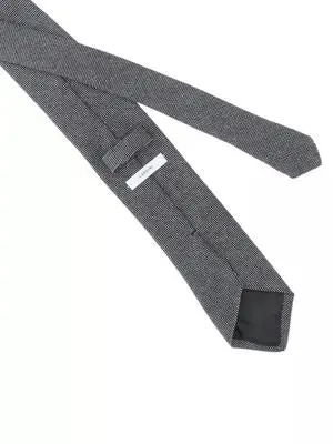 LARDINI Micro-pattern Wool Tie - Grey
