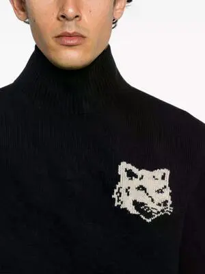 Maison Kitsuné Fox-intarsia High-neck Sweater