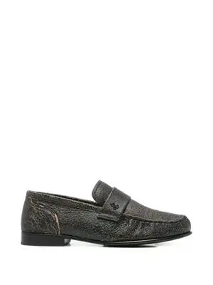 JIMMY CHOO Crackle-effect Leather Loafers