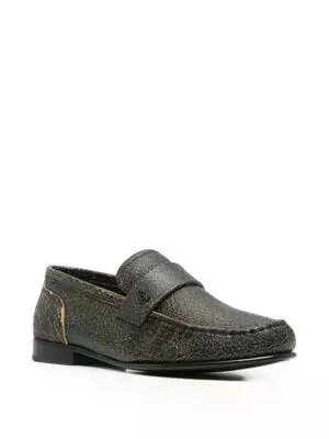 JIMMY CHOO Crackle-effect Leather Loafers