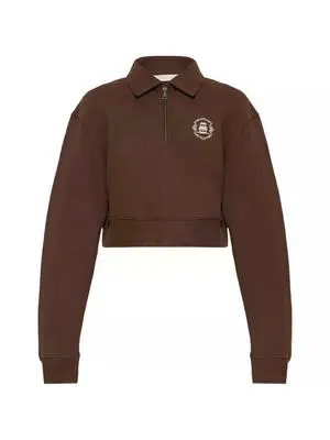 Palm Angels Cropped Quarter-zip Sweater - Brown