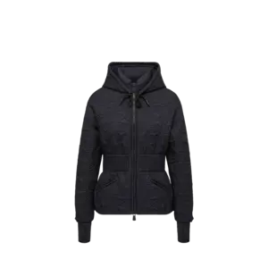 Moncler Etaules Leaf Embroidered Short Down Jacket - Blue
