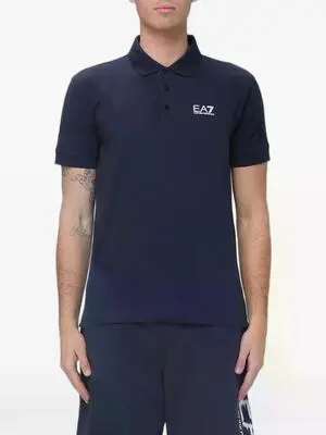 EA7 Logo-print Short-sleeve Polo Shirt - Blue