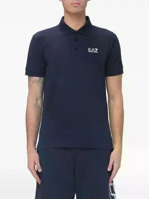 EA7 Logo-print Short-sleeve Polo Shirt - Blue